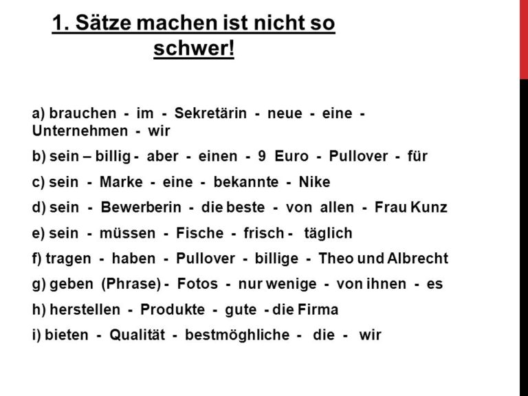 Schreiben Sie Sätze - Deutsch - Viel Spass