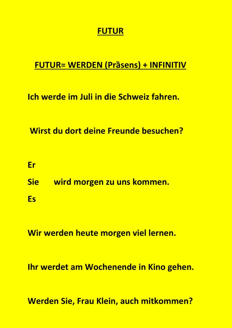 Futur I - Beispiele - Deutsch - Viel Spass