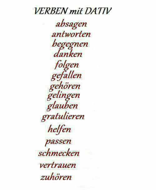 VERBEN mit DATIV - Deutsch - Viel Spass