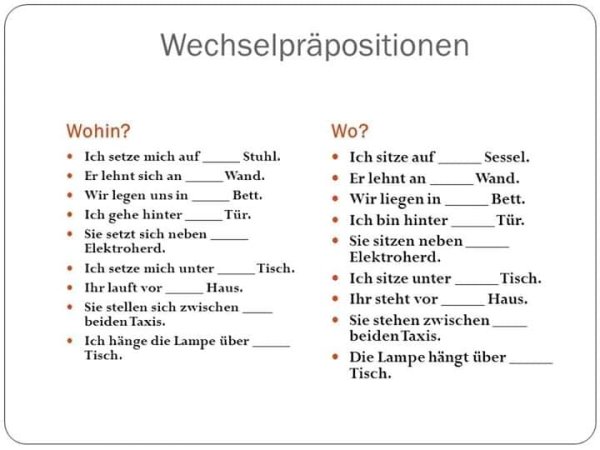 Wechselpräpositionen - Deutsch - Viel Spass