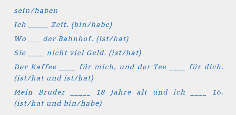 ERGÄNZEN SIE DAS VERB IN DER RICHTIGEN FORM - Deutsch - Viel Spass