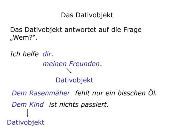 Das Dativobjekt - Deutsch - Viel Spass