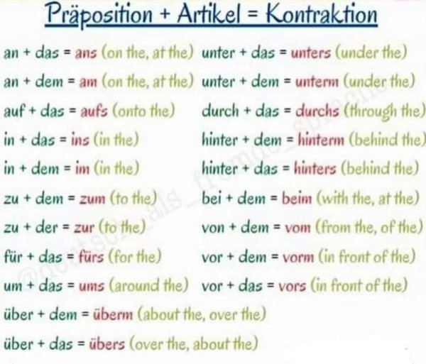 Präposition + Artikel - Deutsch - Viel Spass